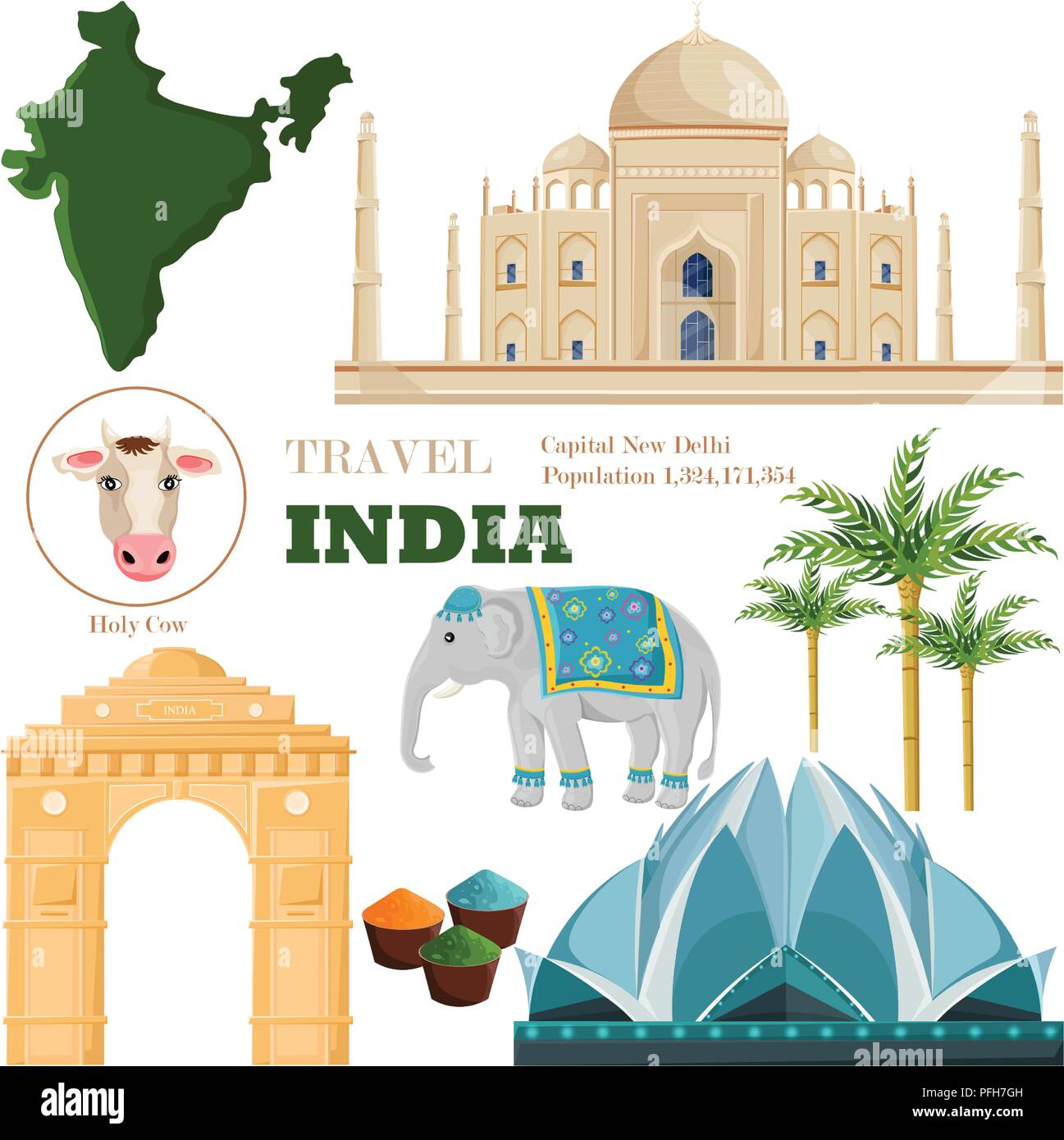 India travel landmarks card Stock Vector Image & Art - Alamy