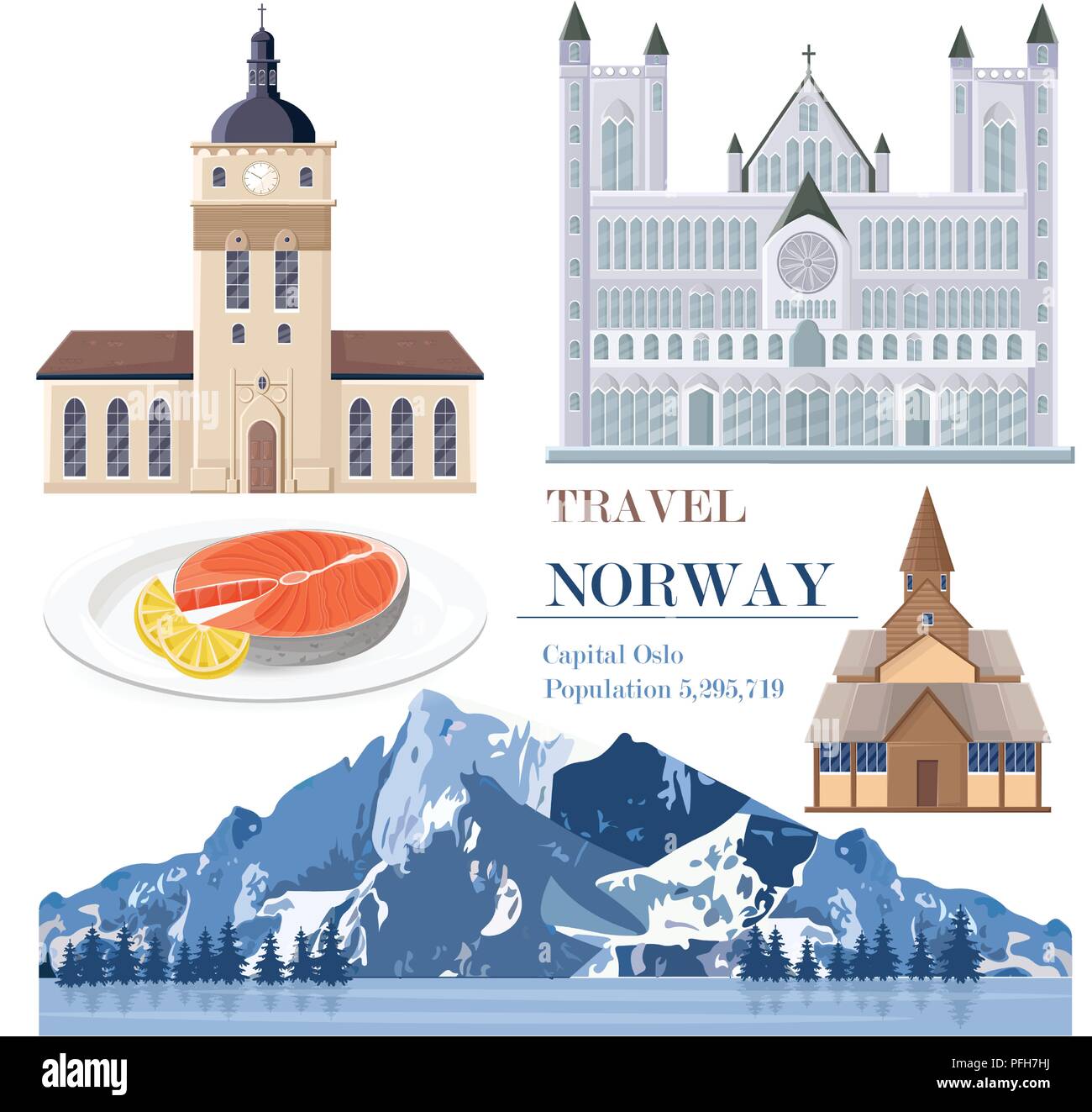 Norway travel landmarks card Stock Vector Image & Art - Alamy