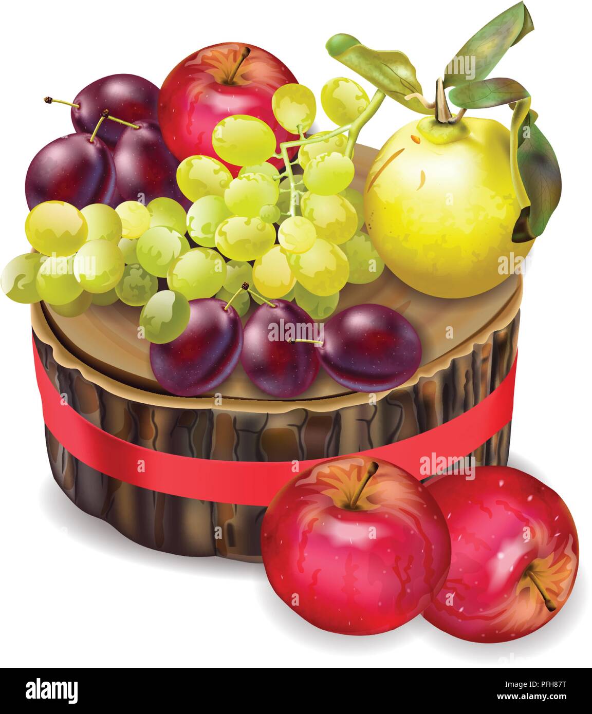Food basket ripe fruits Stock Vector Images - Alamy