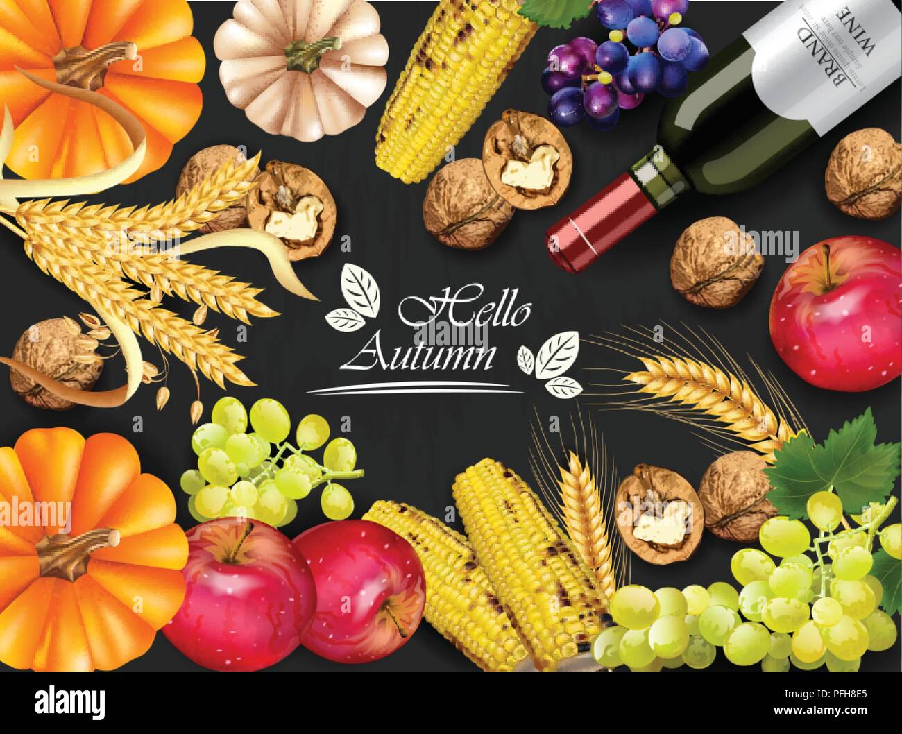 Autumn fruits and vegetables collection Stock Vector Image & Art - Alamy