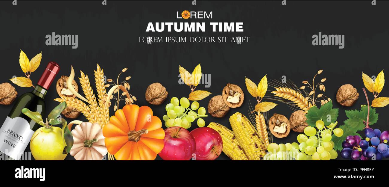 Autumn fruits and vegetables collection Stock Vector Image & Art - Alamy