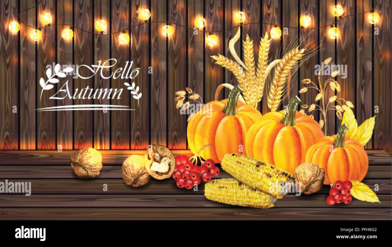 Collection autumn fruits leaves Stock Vector Images - Alamy