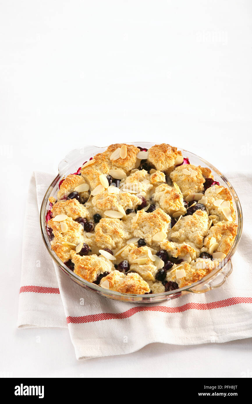 Blueberry Cobbler in glass bowl Stock Photo - Alamy
