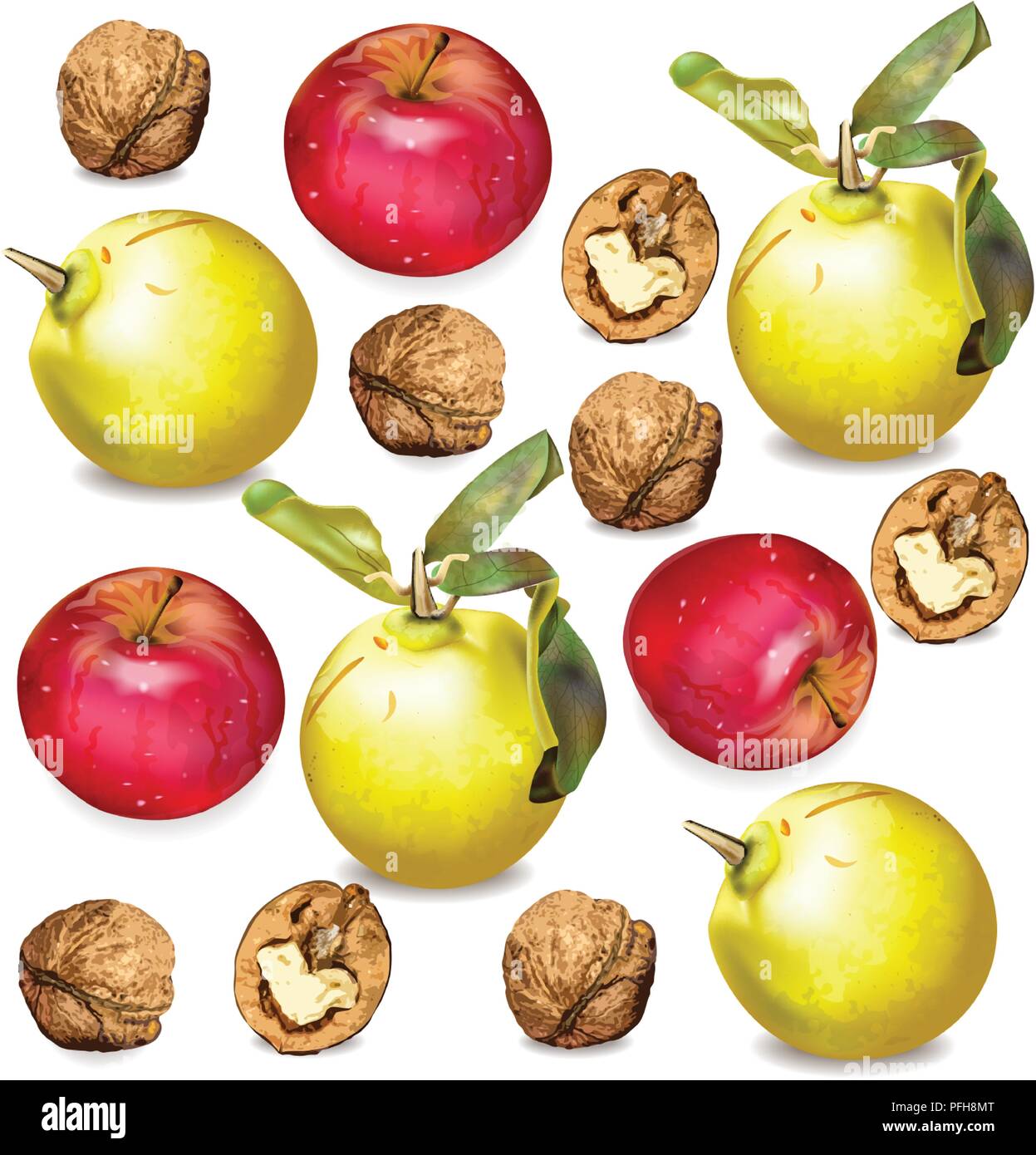 Collection autumn fruits leaves Stock Vector Images - Alamy