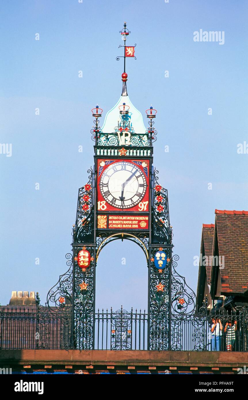 Great Britain, England, Cheshire, Chester, Eastgate, Eastgate Clock ...