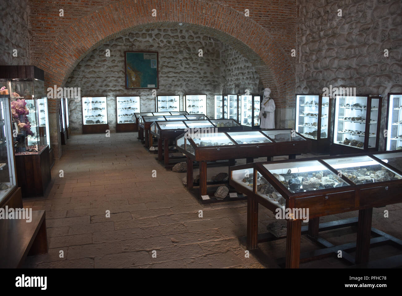 Minerals and gemstones on display in the Casa Real de la Moneda museum ...