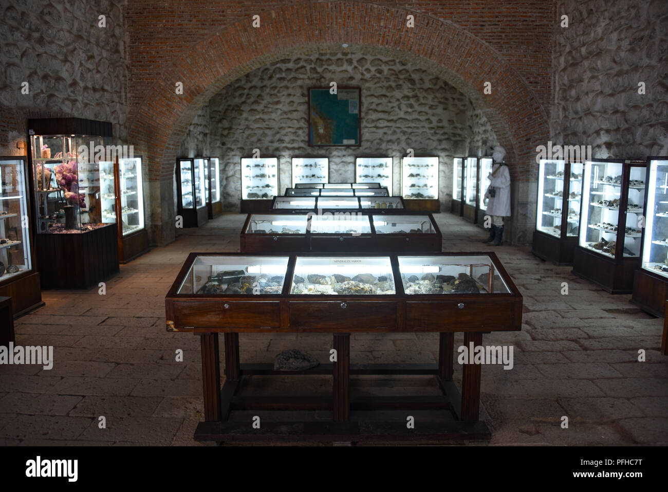 Minerals and gemstones on display in the Casa Real de la Moneda museum ...