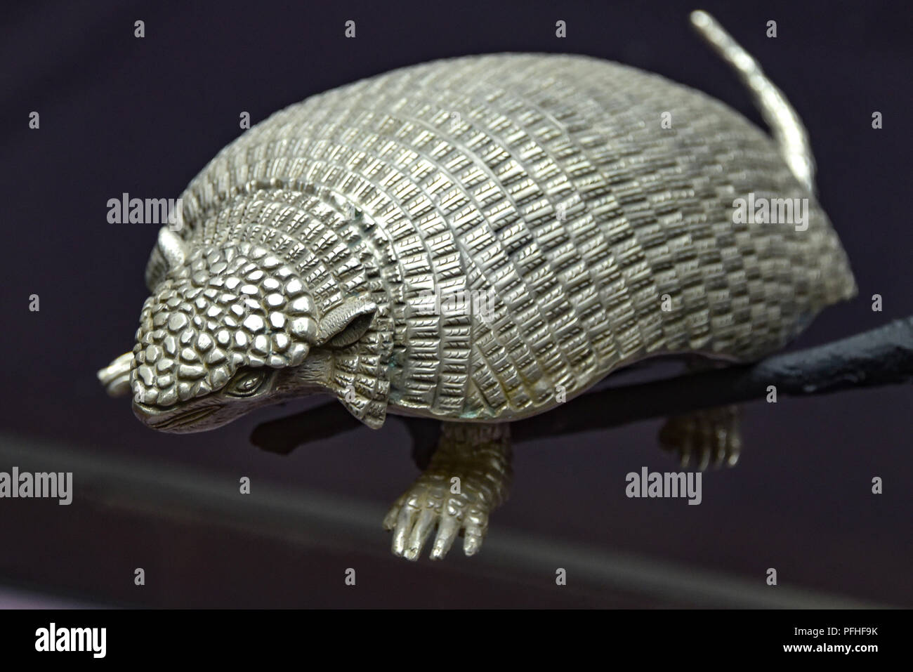 Ornate silver Armadillo statue on display in the Casa de la Moneda ...
