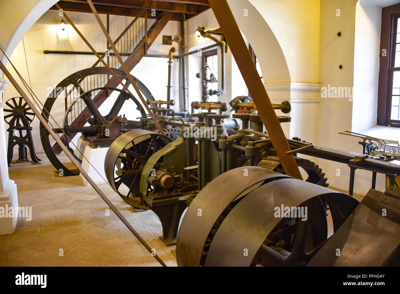 Machines used for coin making in the Casa Nacional de Moneda (Coin ...
