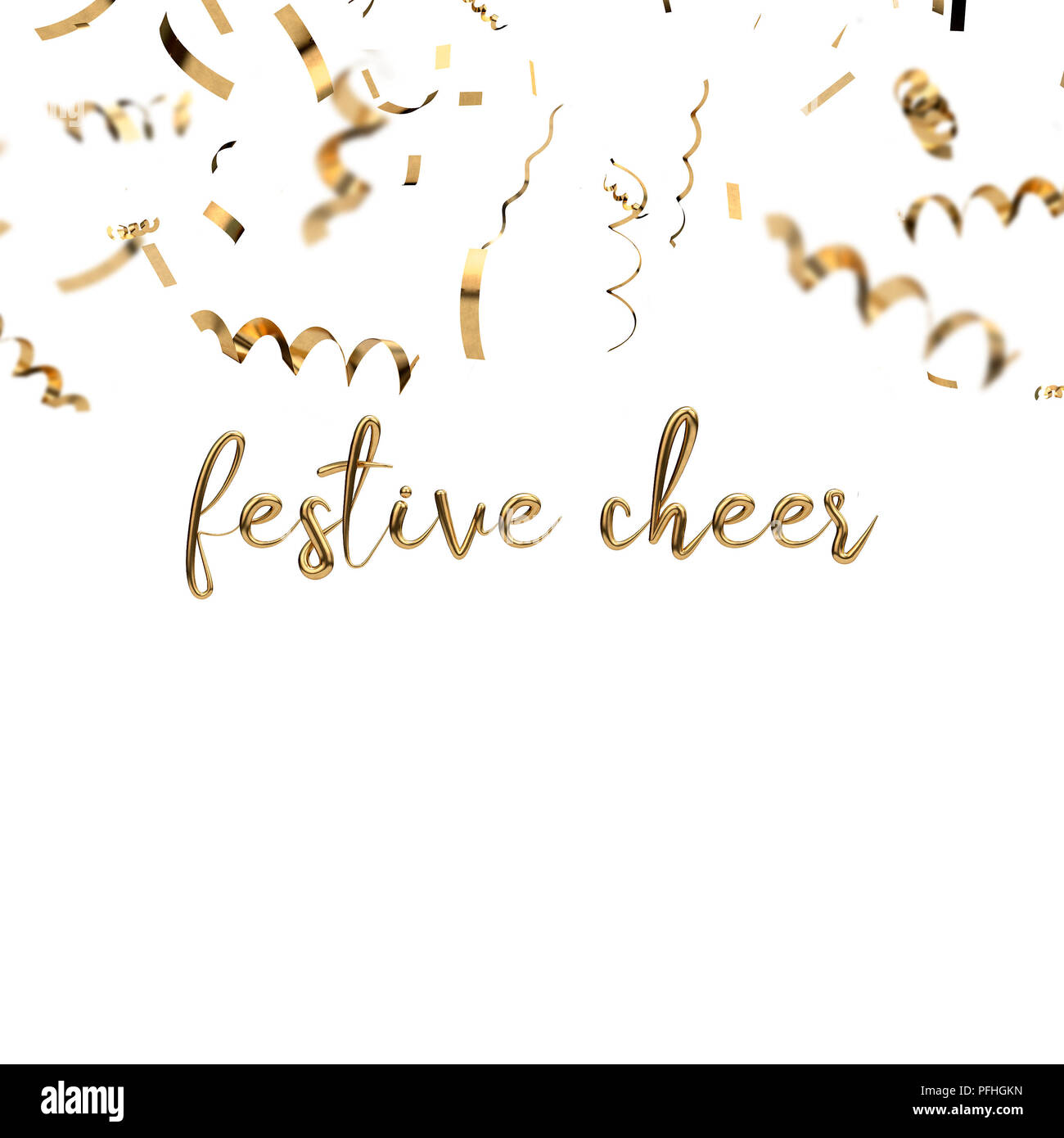 Festive cheer golden hand written festive message with gold confetti ...