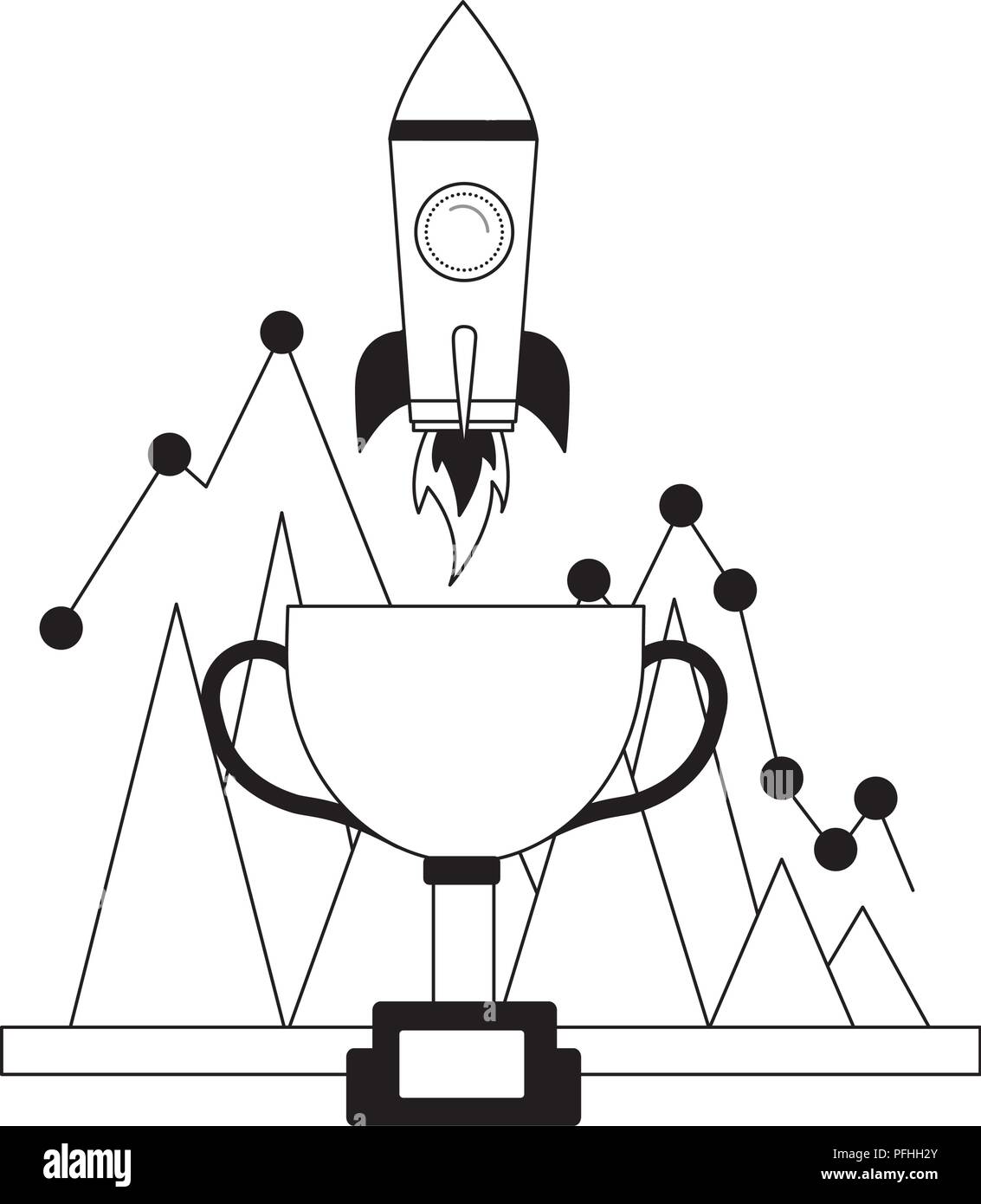 business chart diagram trophy and rocket vector illustration Stock ...