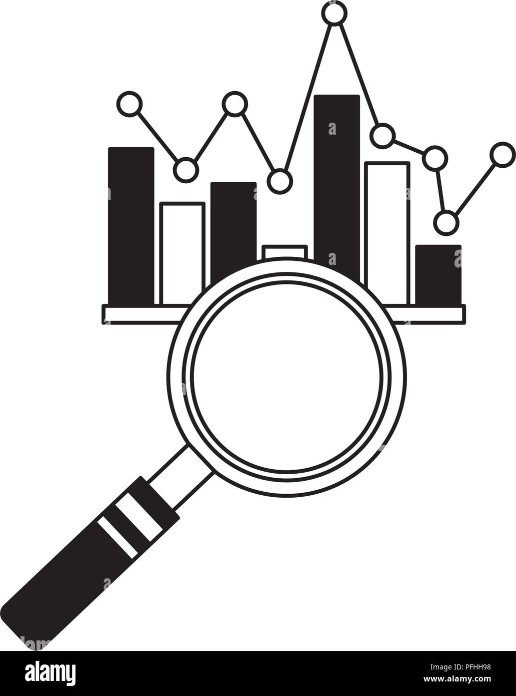 business magnifying glass chart statistic diagram vector illustration ...
