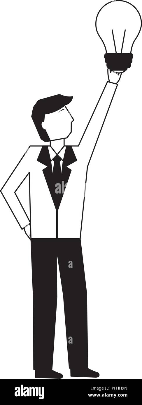 businessman holding business idea creativity bulb vector illustration ...