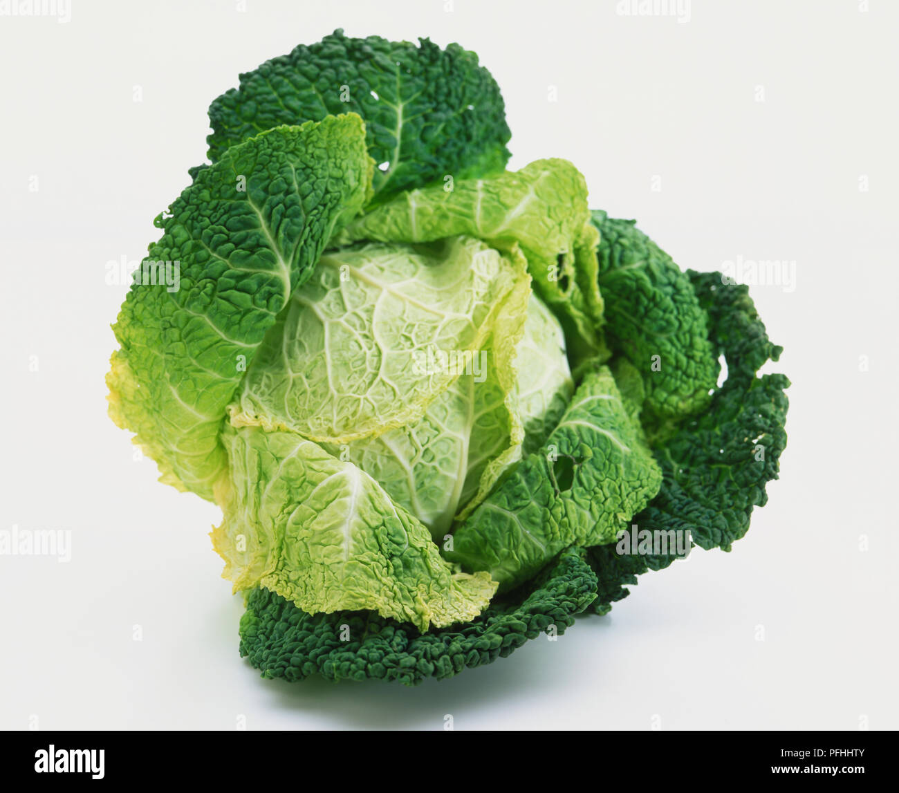 Cabbage head encased in green leaves Stock Photo - Alamy