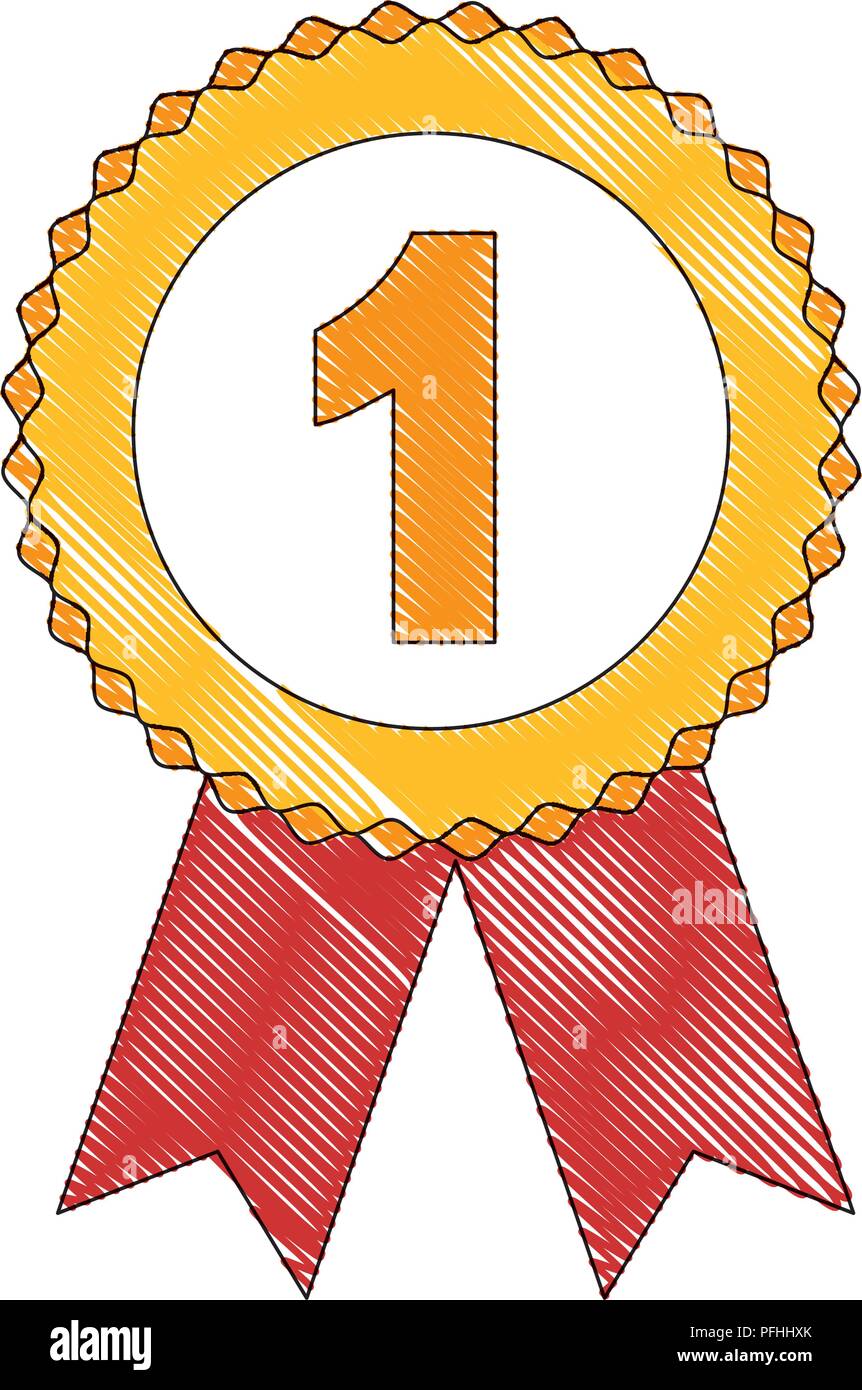rosette medal award number one competition vector illustration Stock ...