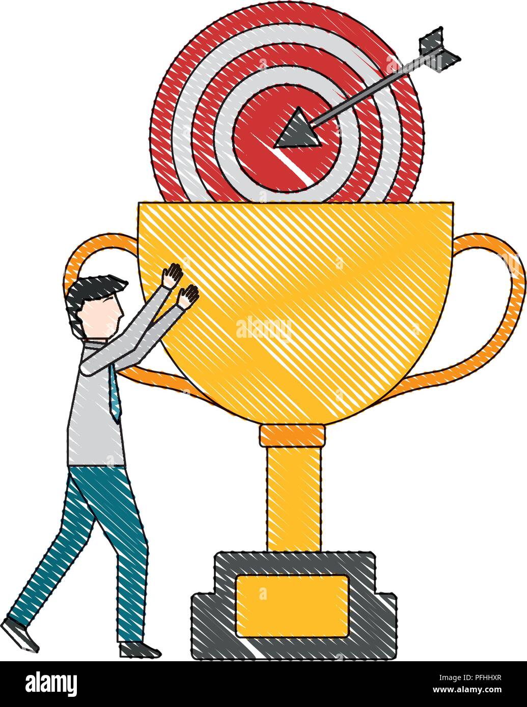 businessman success trophy and target vector illustration Stock Vector ...