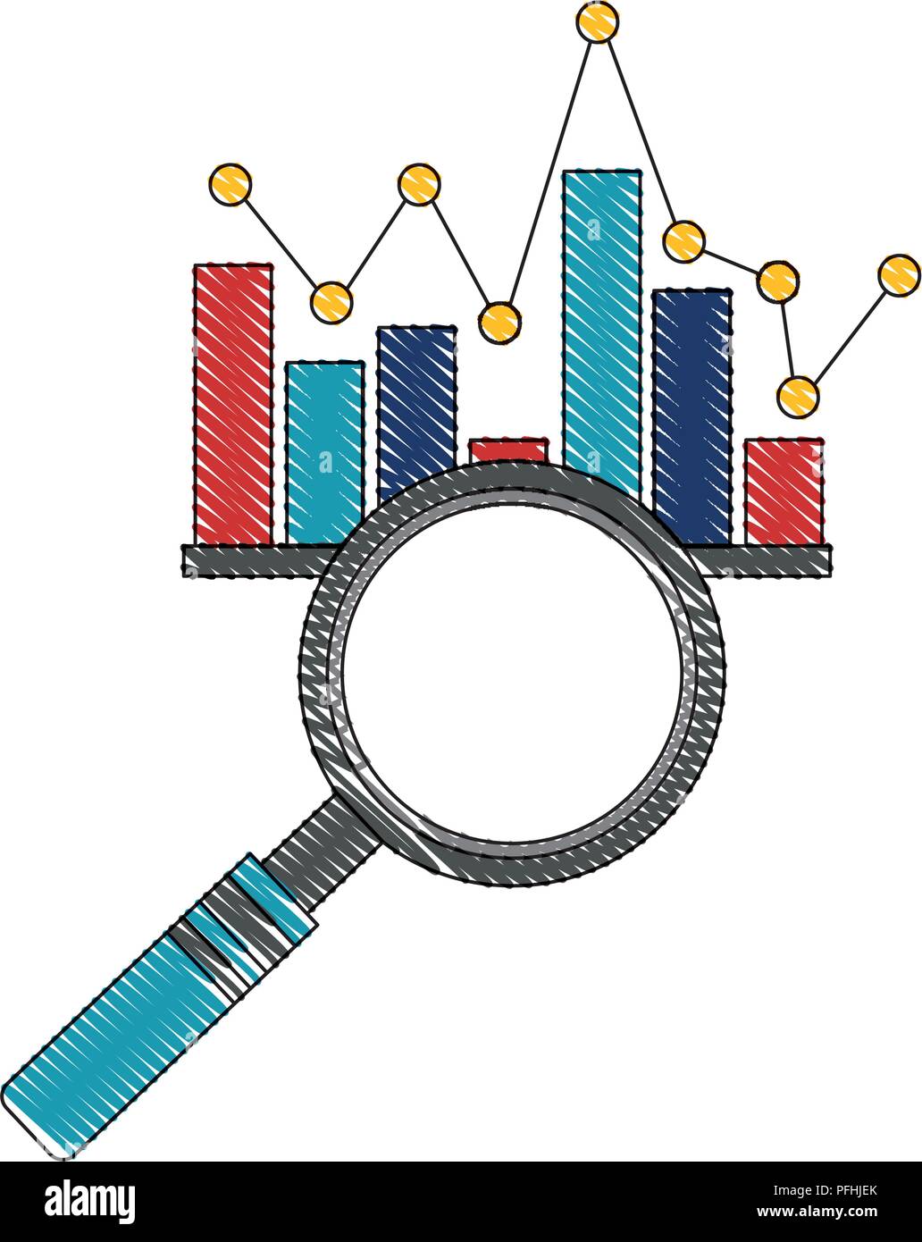 business magnifying glass chart statistic diagram vector illustration ...