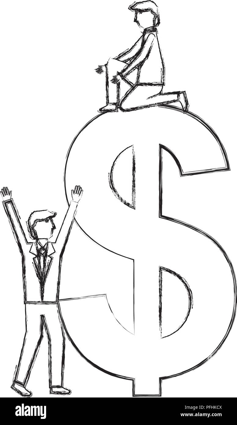 businessmen with dollar money success concept vector illustration hand ...