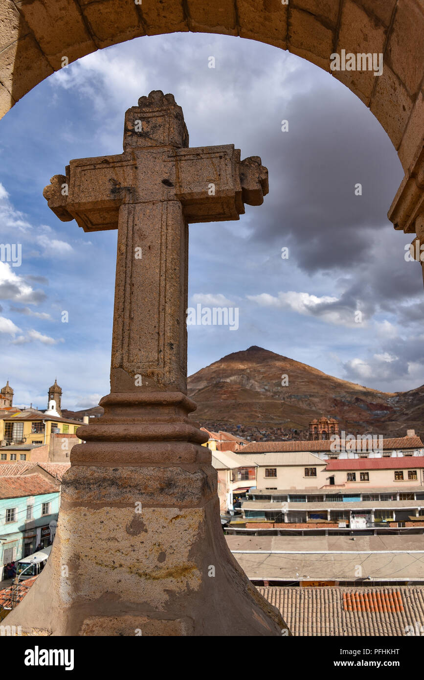 View of the Cerro Rico mountain from the rooftop of the San Lorenzo ...