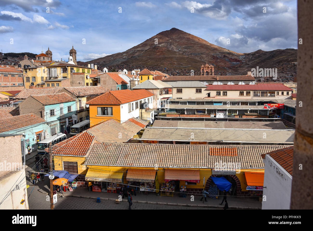 View of the Cerro Rico mountain from the rooftop of the San Lorenzo ...