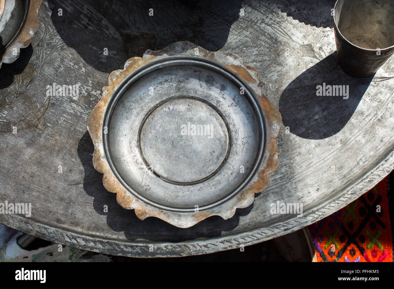 Taditional Turkish metal plates in the view Stock Photo - Alamy