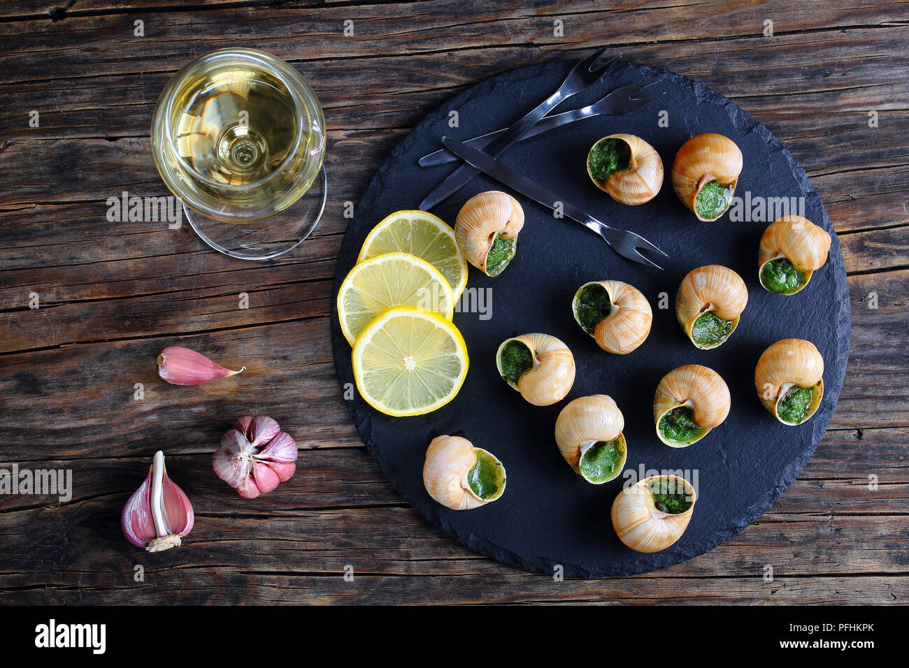 gourmet dish - Escargots de Bourgogne or Snails with herbs, butter ...