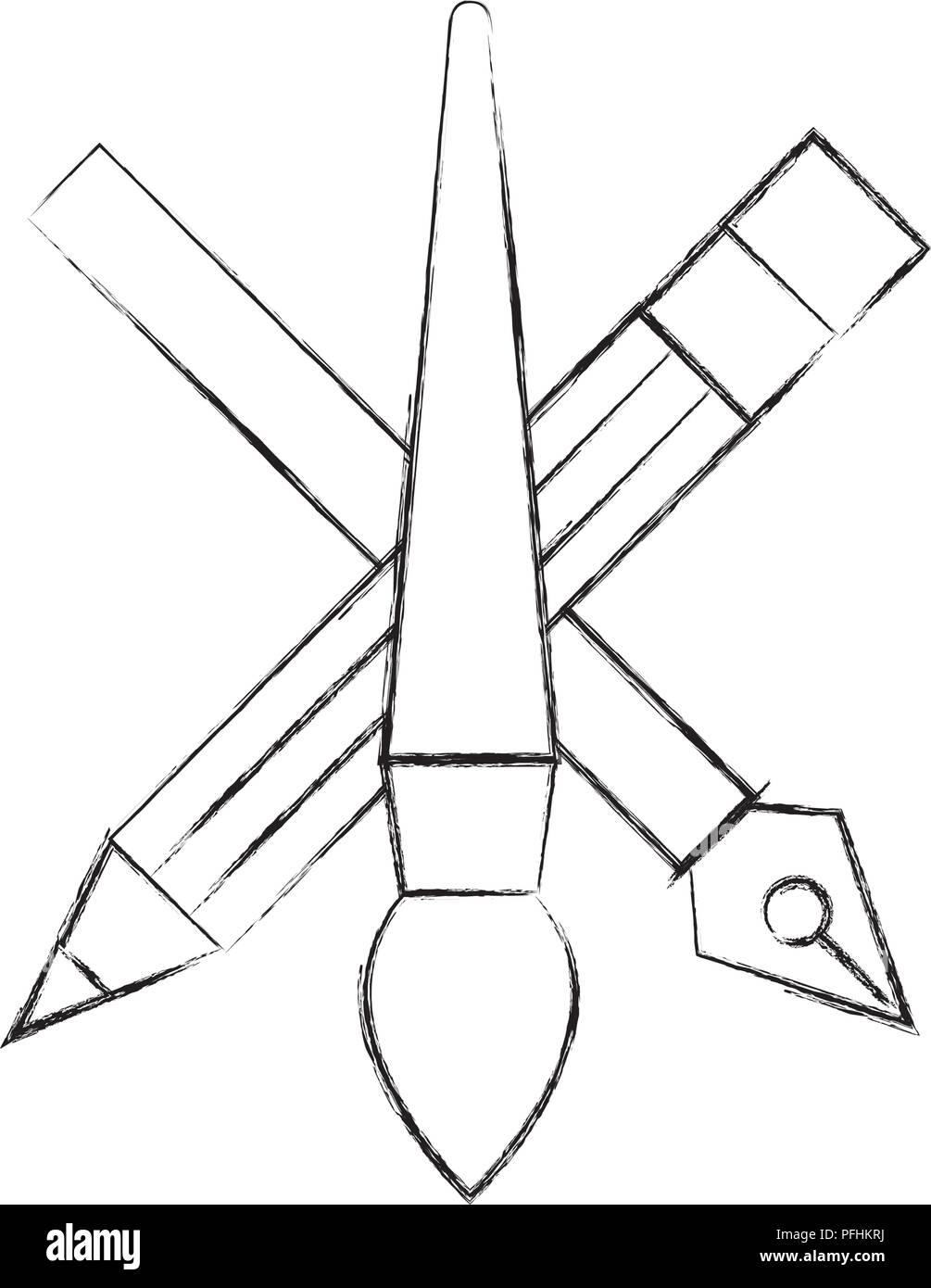 creativity design artistic tools pencil brush and ink pen vector ...