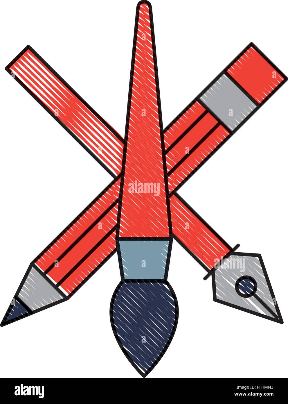 creativity design artistic tools pencil brush and ink pen vector ...