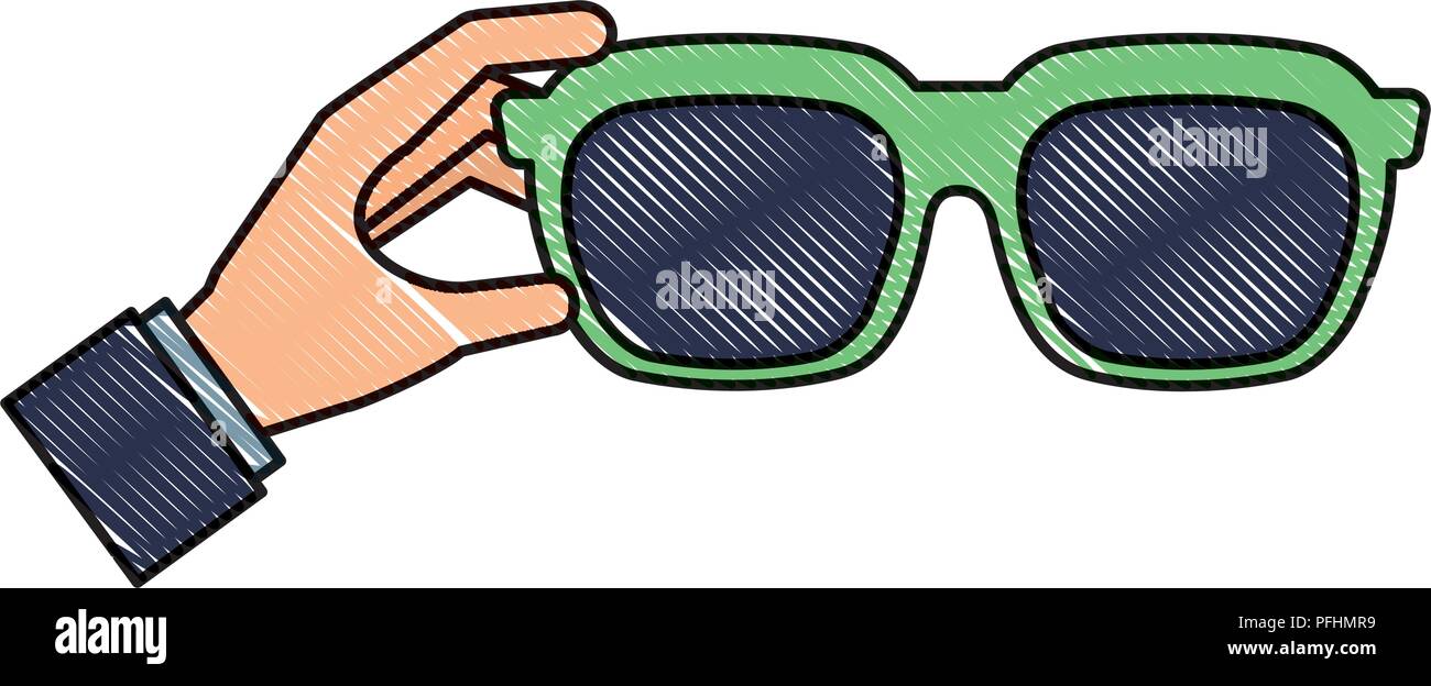 hand holding glasses accessory optical element vector illustration ...