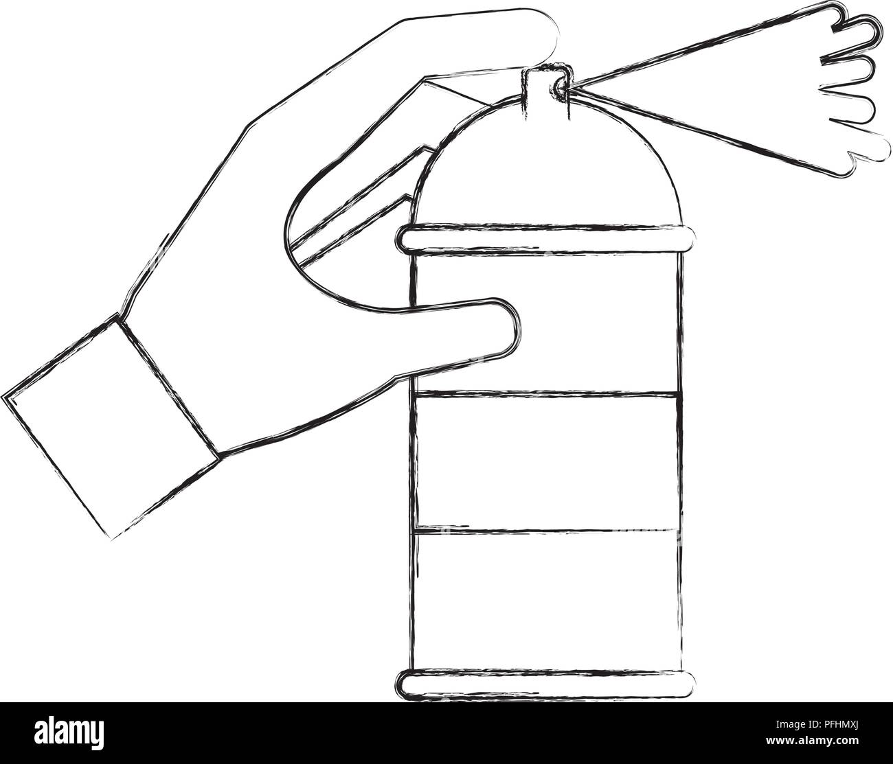 spray canister in the hand creative vector illustration hand drawing ...