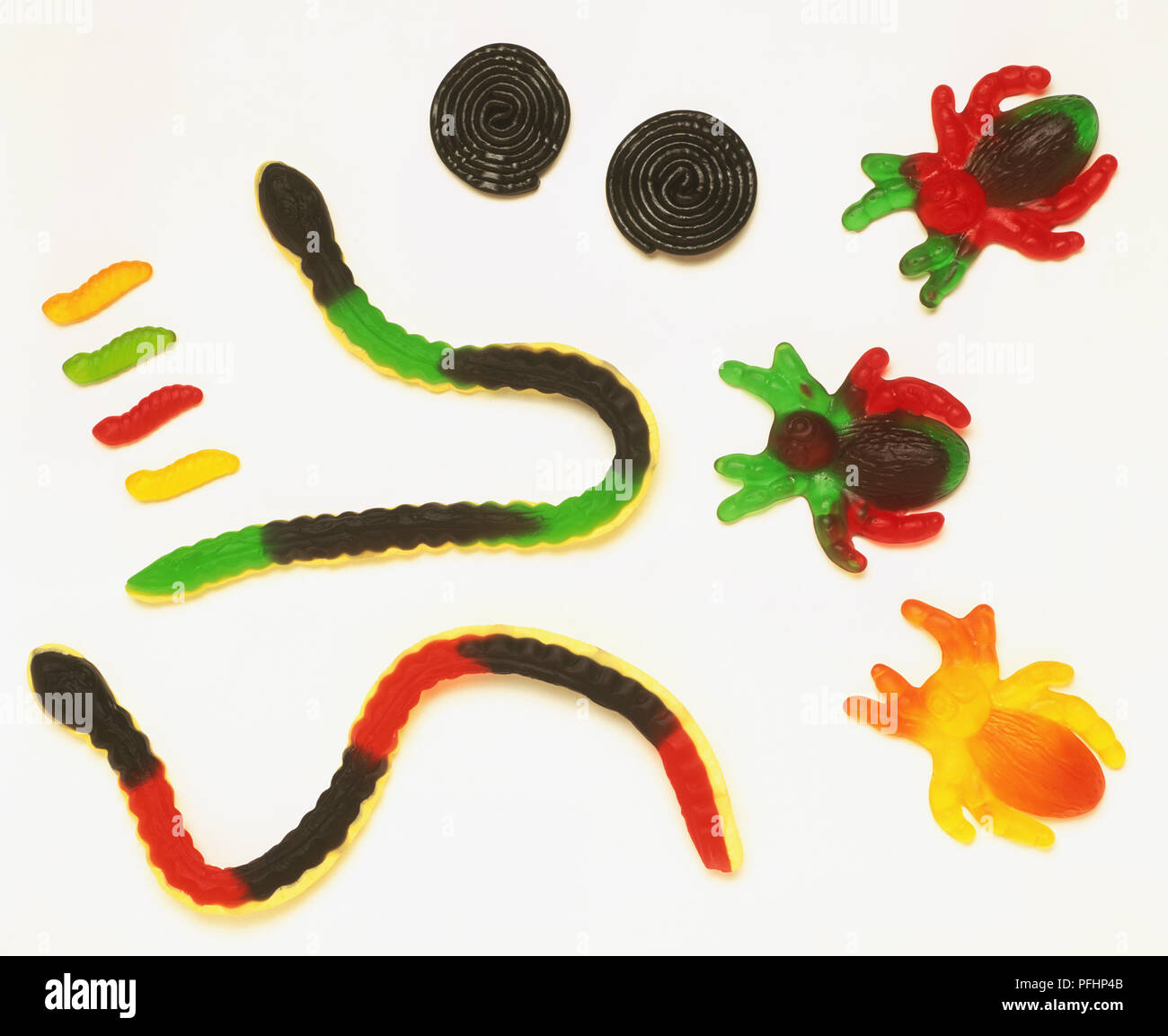 Jelly and licorice sweets, including snakes and spiders Stock Photo - Alamy