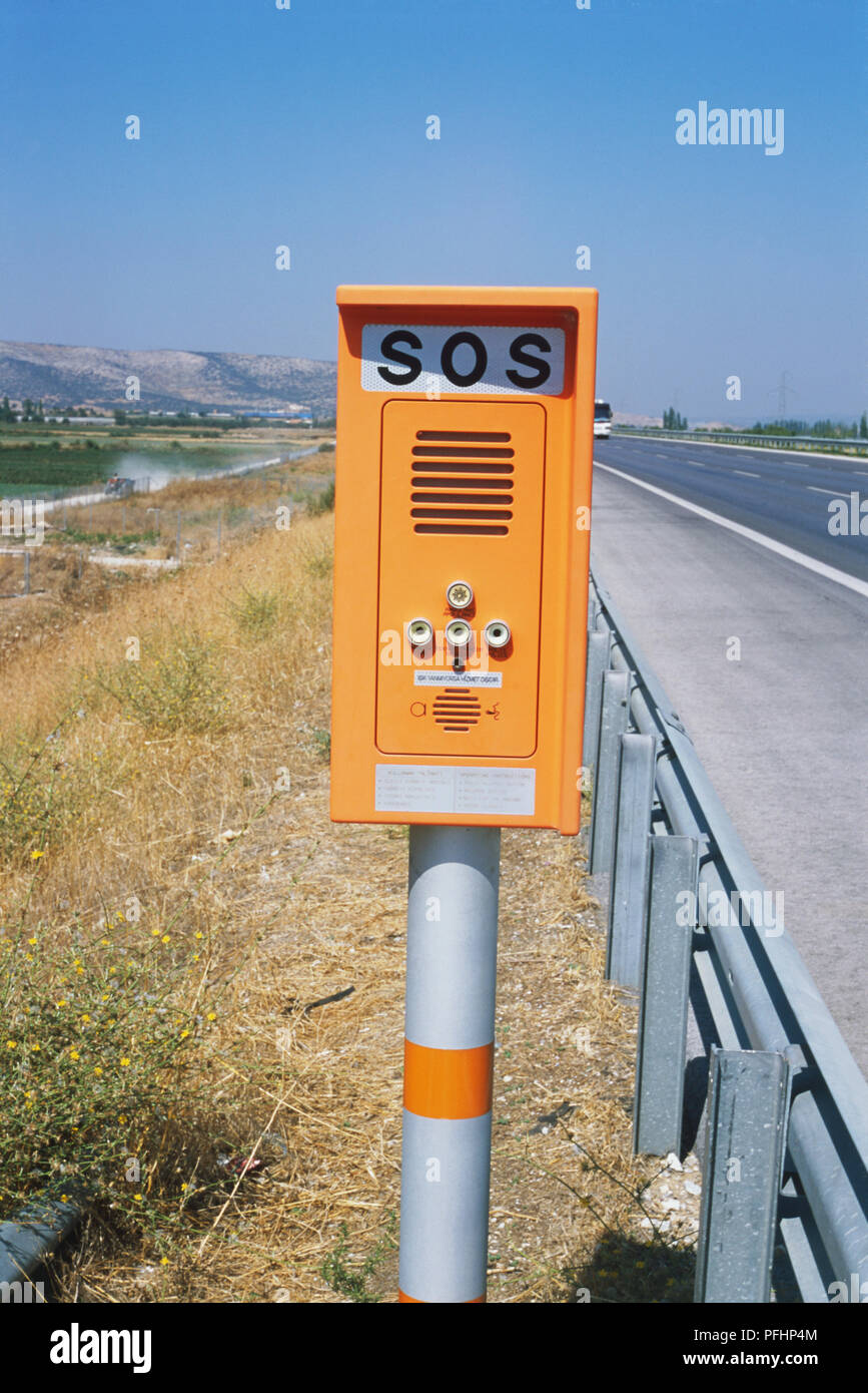 Turkey, roadside emergency telephone Stock Photo - Alamy