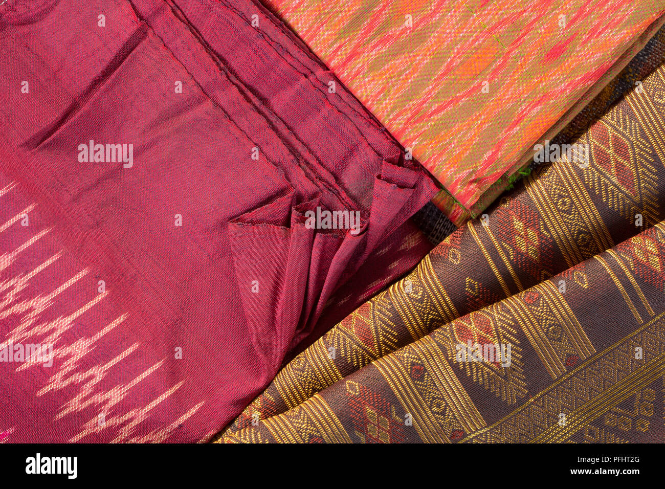 Thai Silk handicraft pattern close up ,Thailand textile style Stock ...