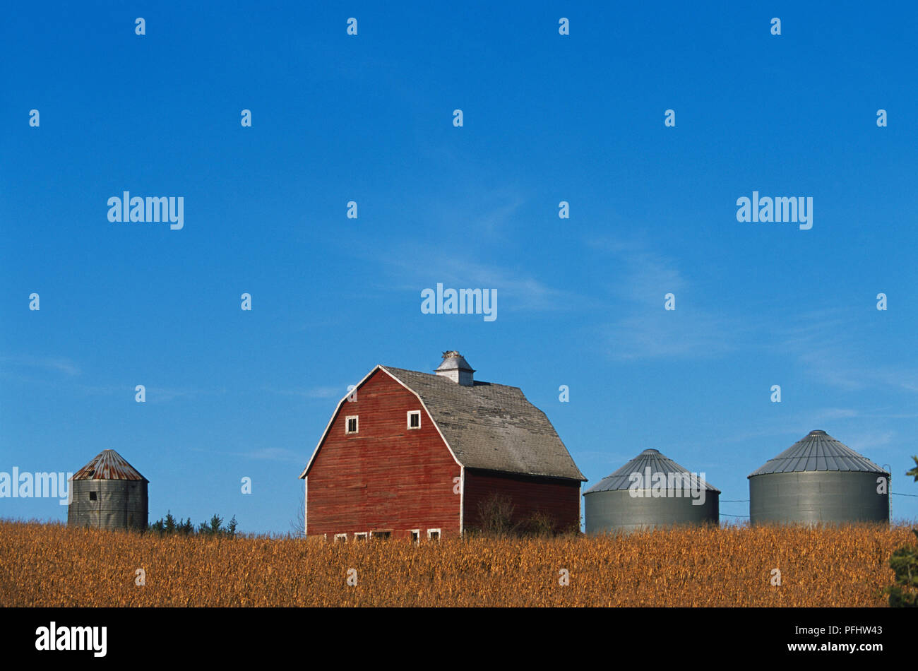 USA, Iowa, Sioux City, Loess Hills Scenic Byway, farm buildings, front ...