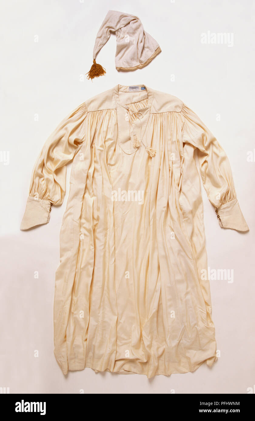 White nightgown and cap, front view Stock Photo - Alamy