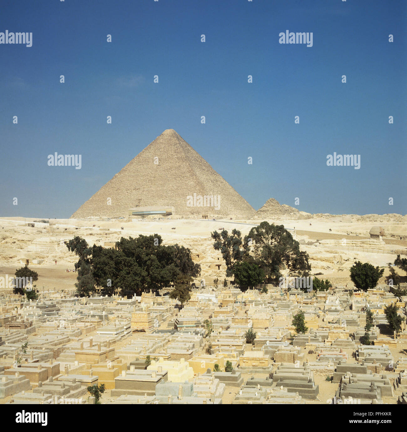 Egypt, Cairo, Giza, modern Muslim cemetery built by the 'Great Pyramid ...