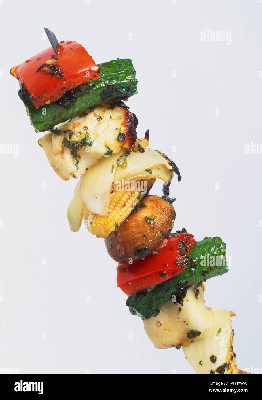 Grilled vegetable kebab, close up Stock Photo - Alamy