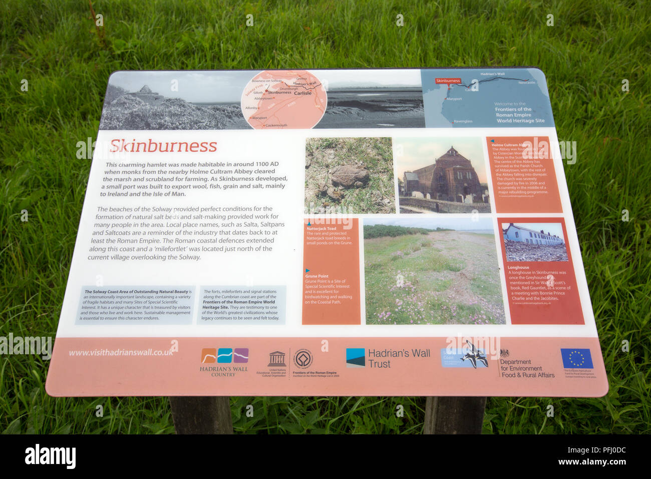 An interpretation board in Skinburness on the Solway Estuary, NW ...