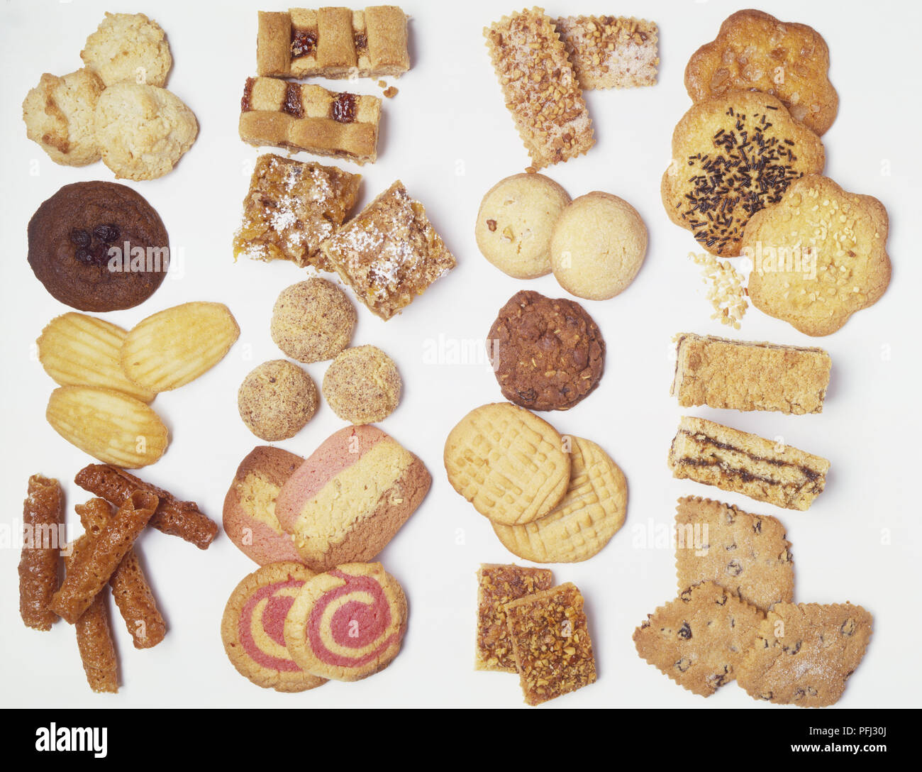 A selection of biscuits in four rows Stock Photo - Alamy