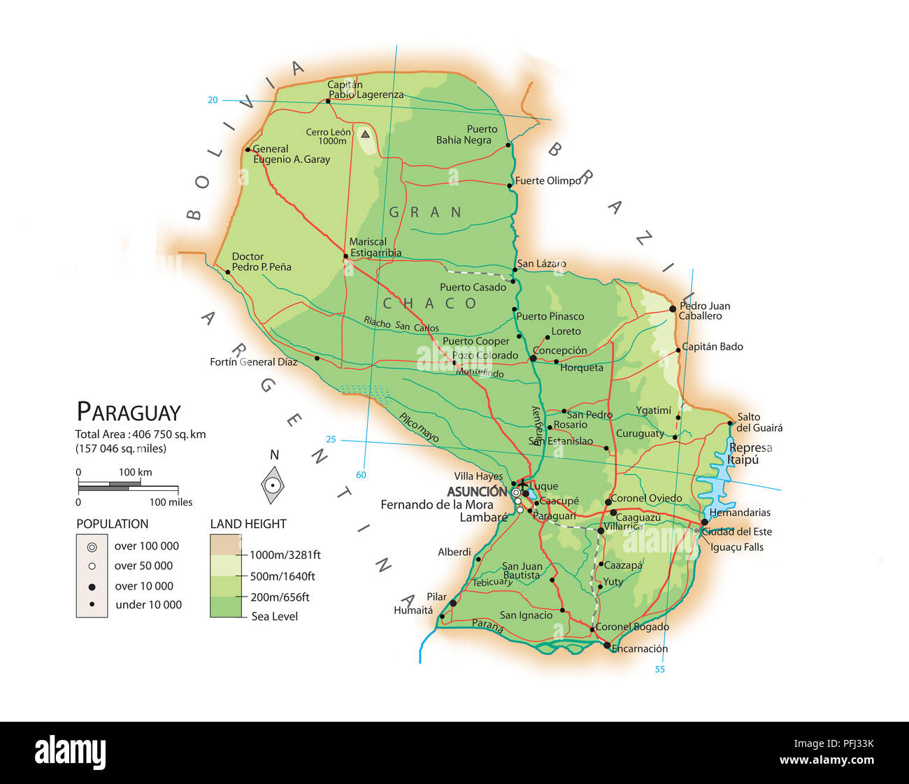Map of Paraguay Stock Photo - Alamy