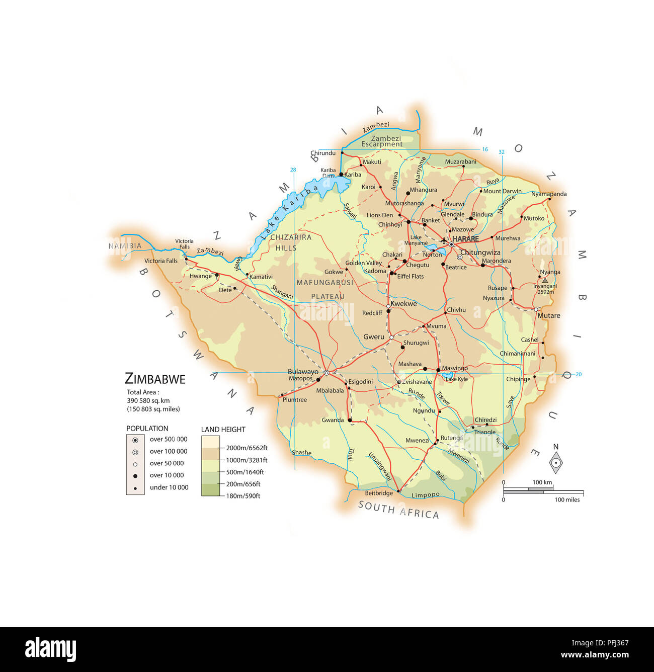 Map of zimbabwe hi-res stock photography and images - Alamy