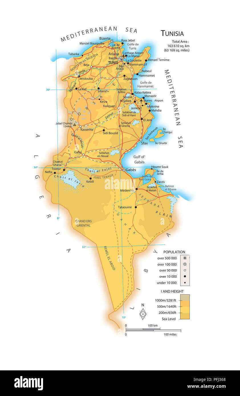 Tunisia location on a map