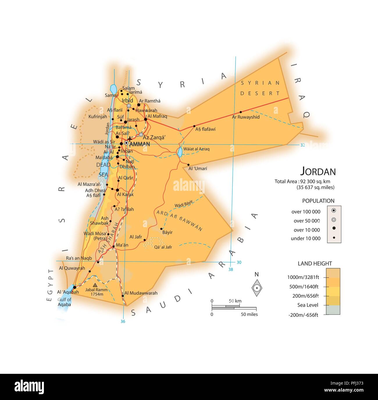 Map of Jordan Stock Photo - Alamy