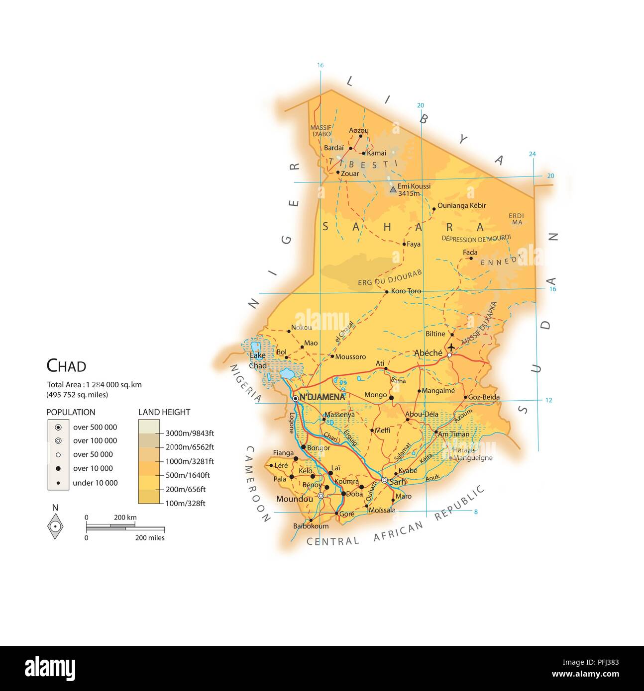 Country chad map hi-res stock photography and images - Alamy