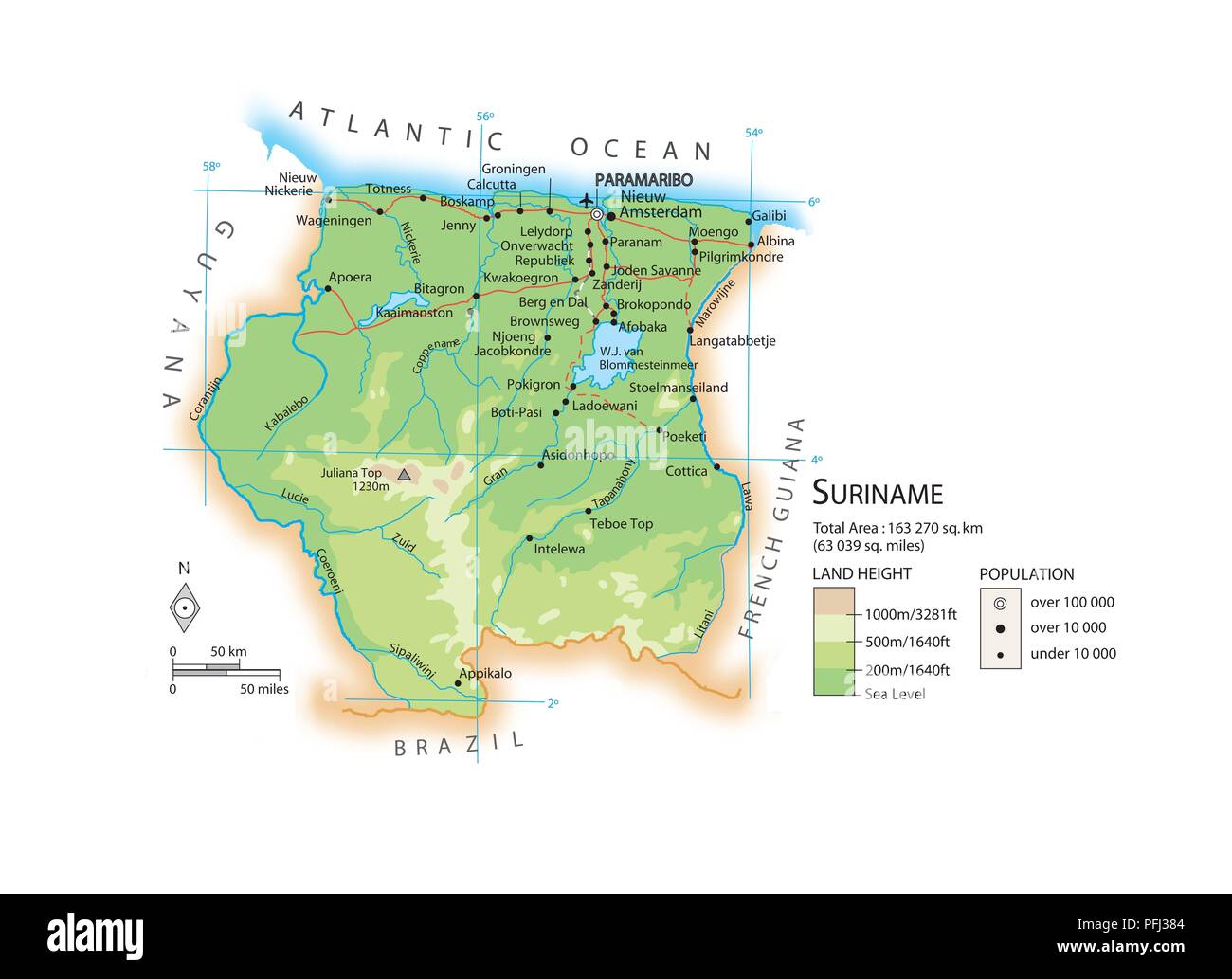 Suriname map hi-res stock photography and images - Alamy