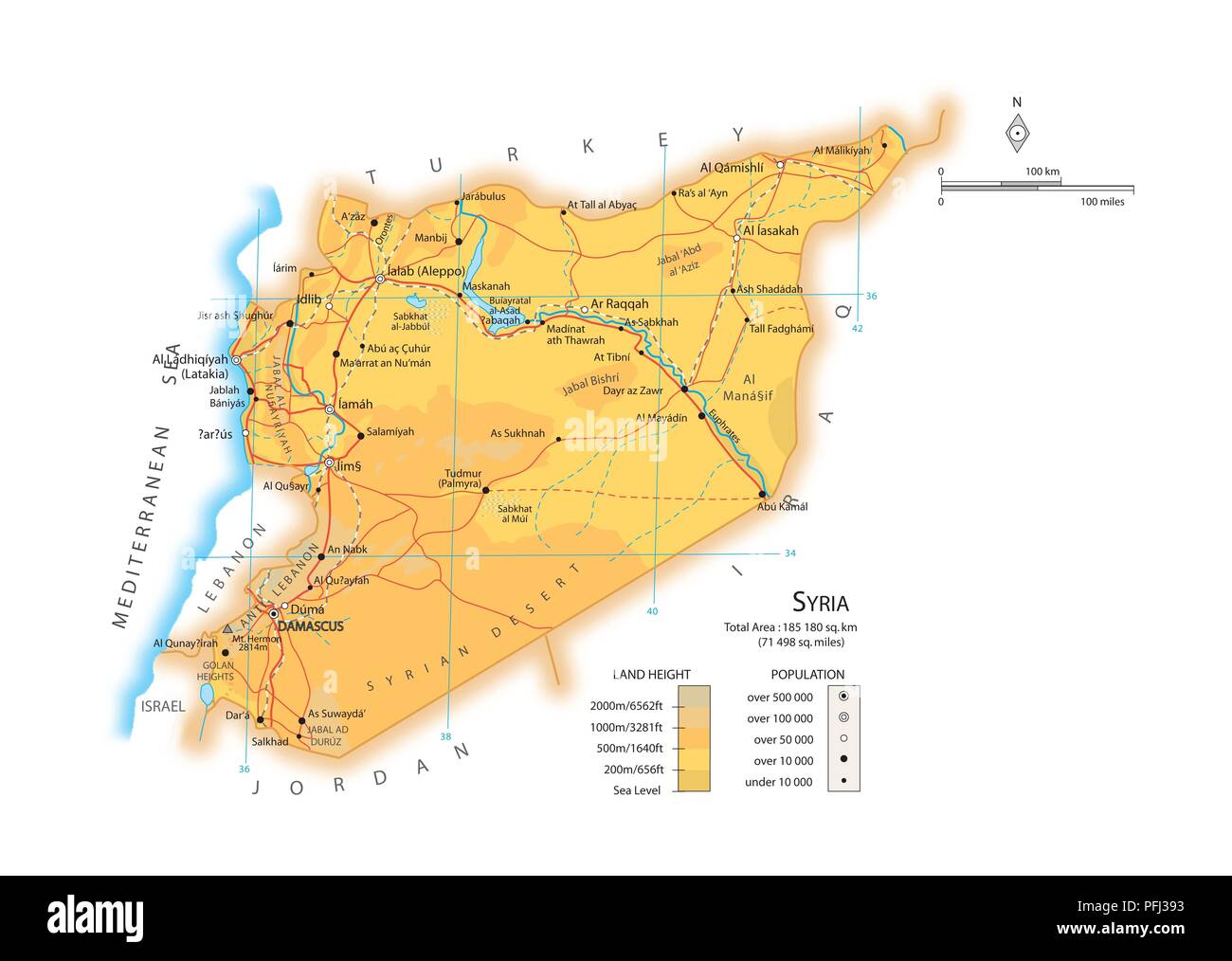 Map of Syria Stock Photo - Alamy