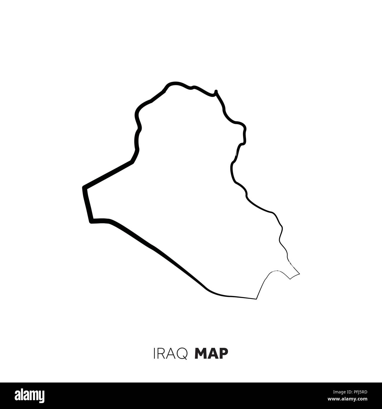 Iraq vector country map outline. Black line on white background Stock ...