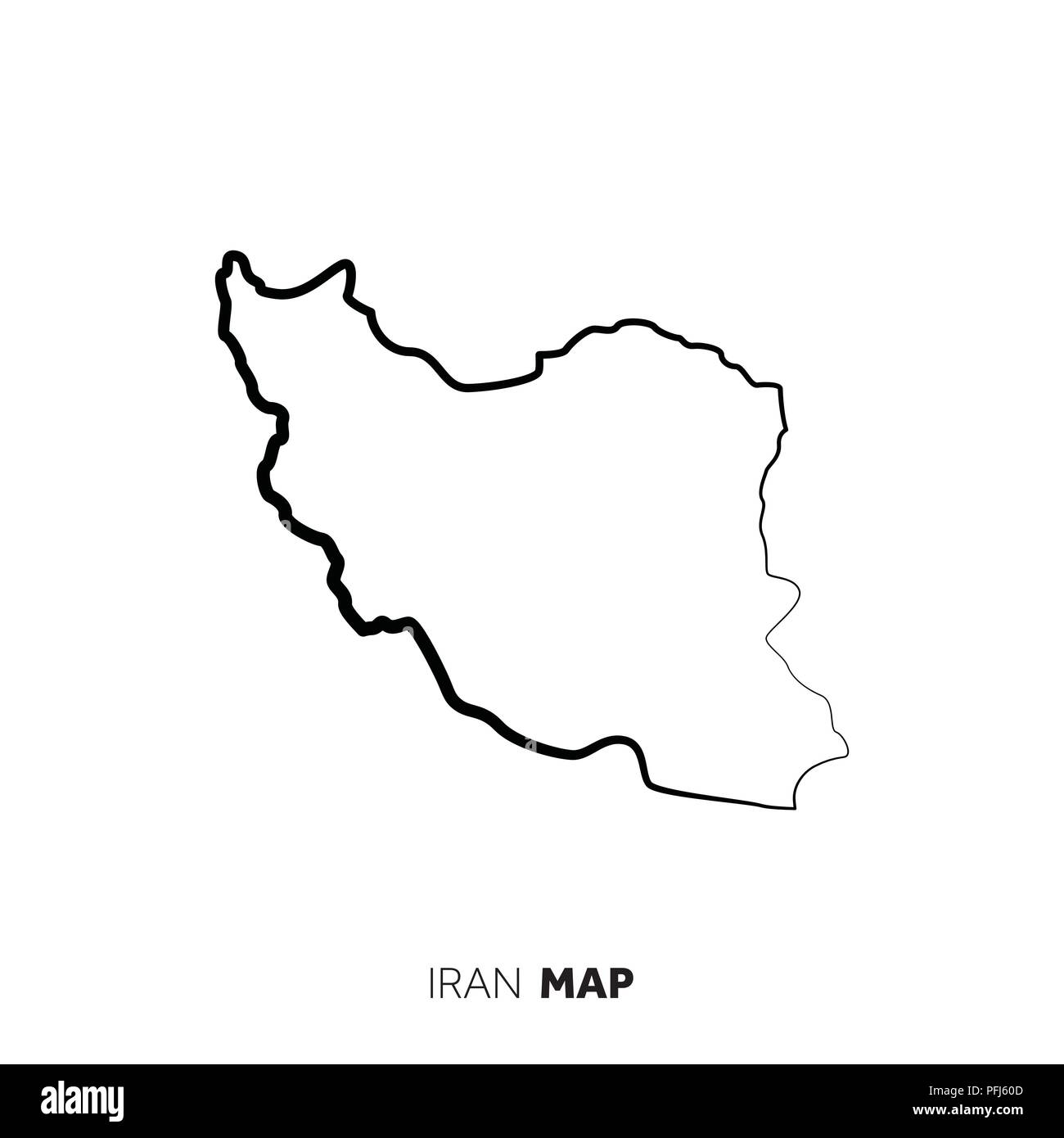 Iran vector country map outline. Black line on white background Stock ...