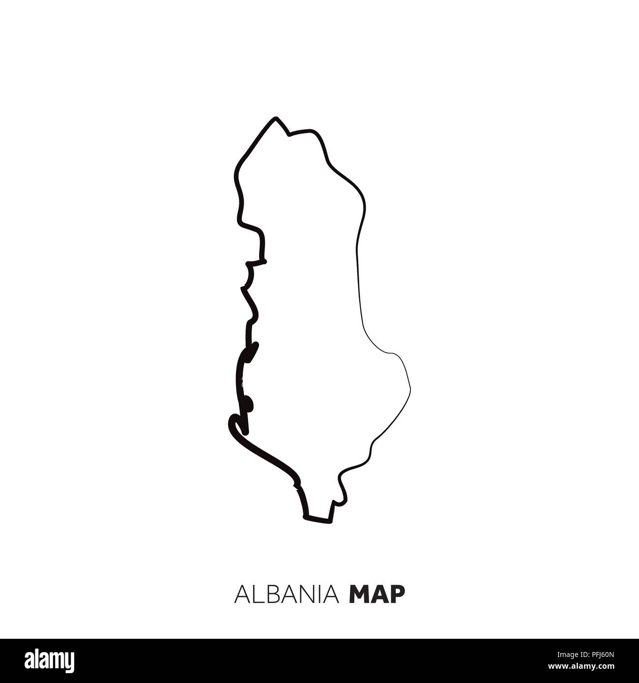 Albania vector country map outline. Black line on white background ...