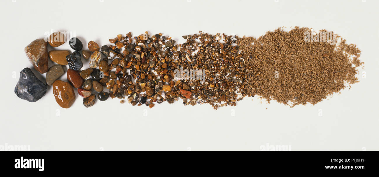 Row of stones illustrating spectrum of formation sizes, from small ...